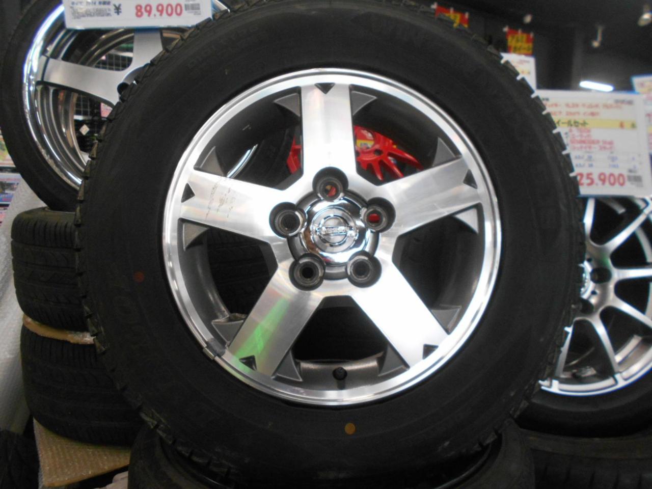 日産純正(NISSAN) KIXｷｯｸｽ 純正ｱﾙﾐﾎｲｰﾙ DUNLOP(ﾀﾞﾝﾛｯﾌﾟ)WINTERMAXX SJ8 175/80R15 ...