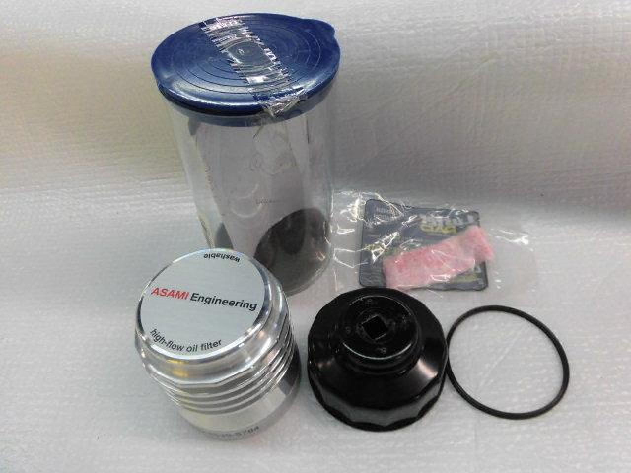 ASAMI Engineering K&P ハイフローオイルフィルター 日産用(3/4-16UNF インチサイズ) 何度でも洗浄して使えるコ ...