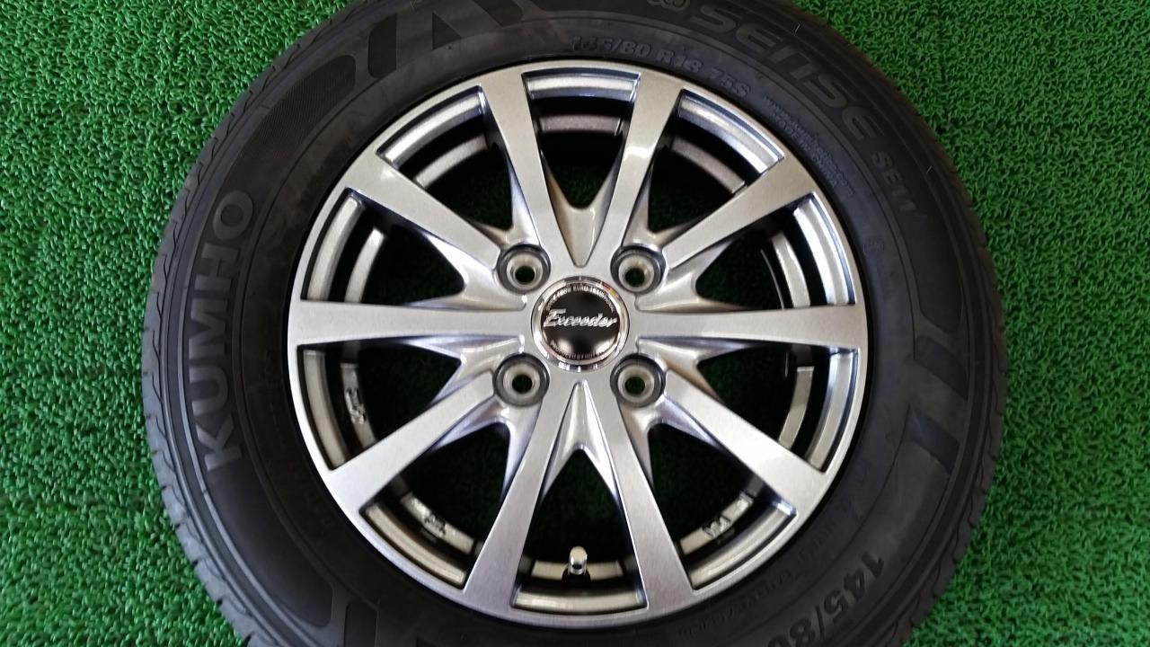 HOT STUFF(ホットスタッフ) Exceeder(エクシーダー) E02 + KUMHO eco SENSE SE11 | カー用品 タイヤホイールセット 13インチタイヤホイールセット ...