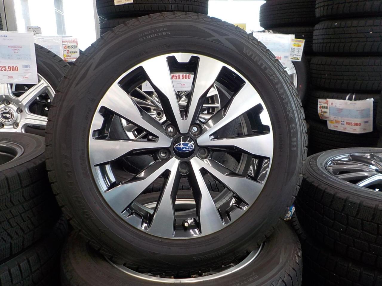 SUBARU BS9 レガシィアウトバック純正アルミホイール + DUNLOP WINTERMAXX SJ8 | カー用品 スタッドレスタイヤホイールセット 18インチスタッドレスタイヤ ...