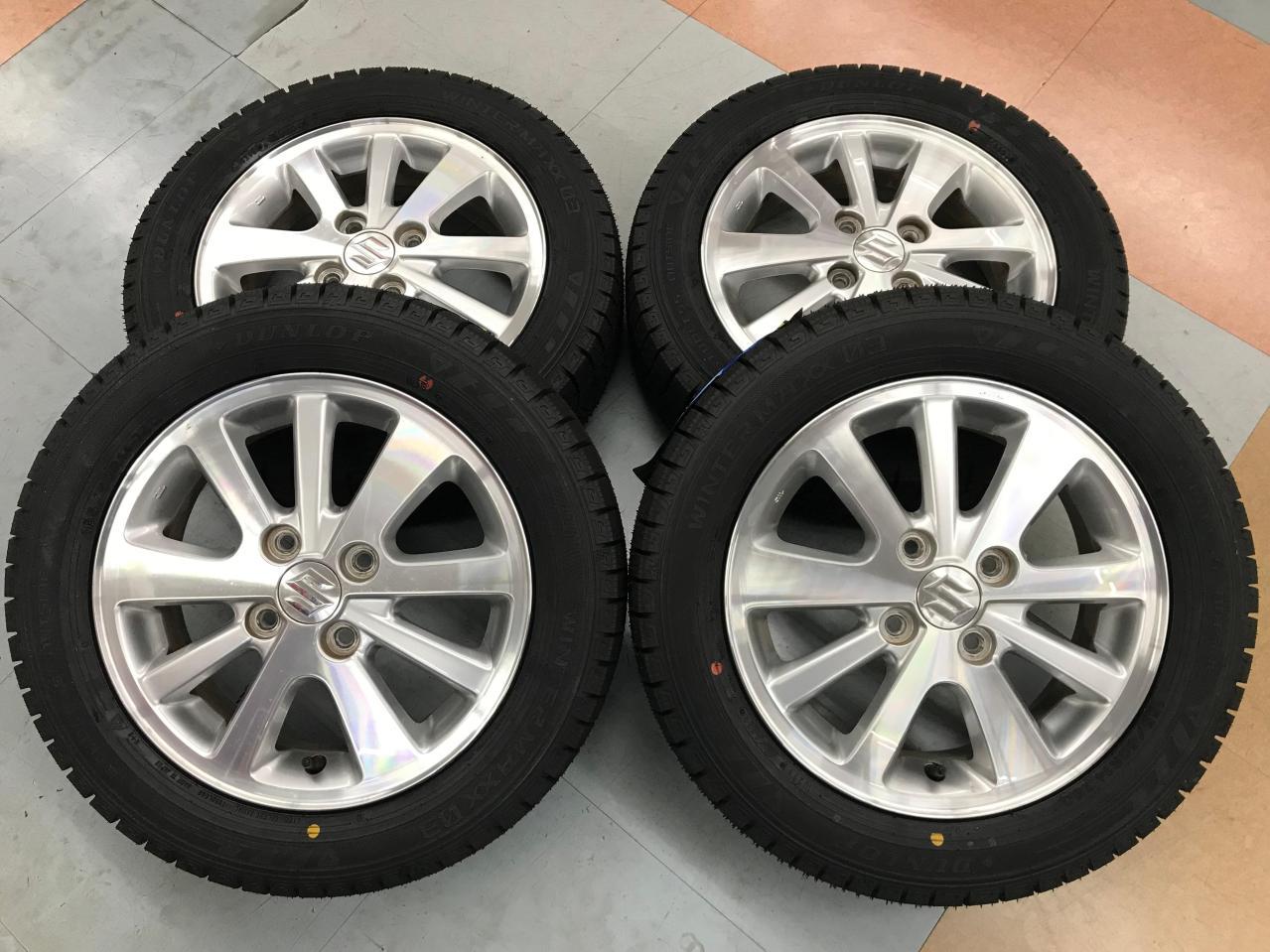 ☆ エブリィワゴン ☆ スズキ純正(SUZUKI) DA17W エヴリィワゴン PZターボ 純正ホイール + DUNLOP(ダンロップ ...