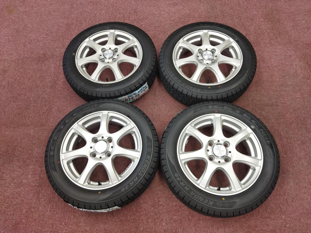 MLJ Flo-Tech CROSS 7 (4HOLE) シルバー + KENDA ICETEC NEO KR36 | カー用品 スタッドレスタイヤホイールセット 14インチスタッドレスタイヤ ...