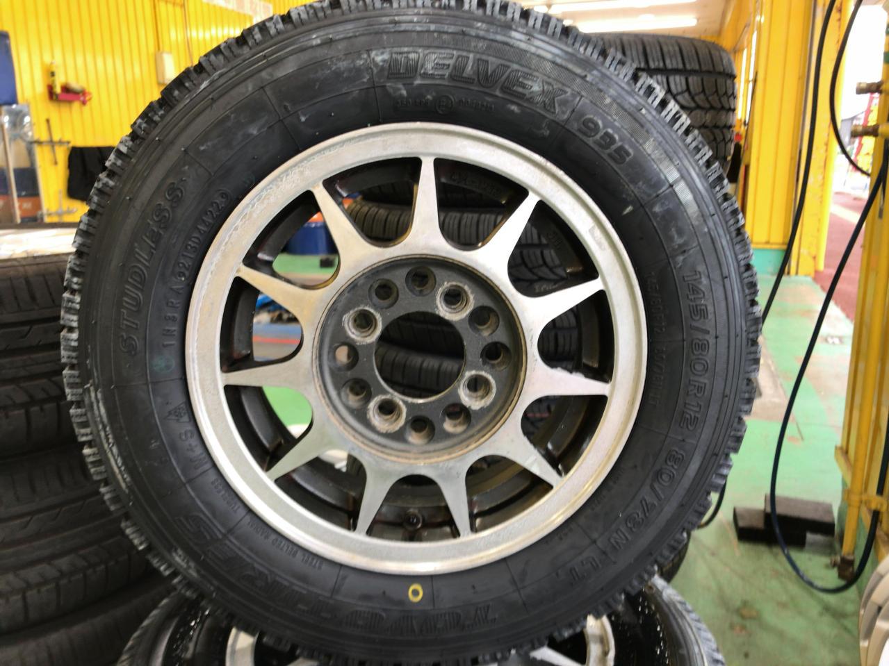 BRIDGESTONE 11本スポークホイール + TOYO DELVEX 935 | カー用品 スタッドレスタイヤホイールセット 12インチ ...