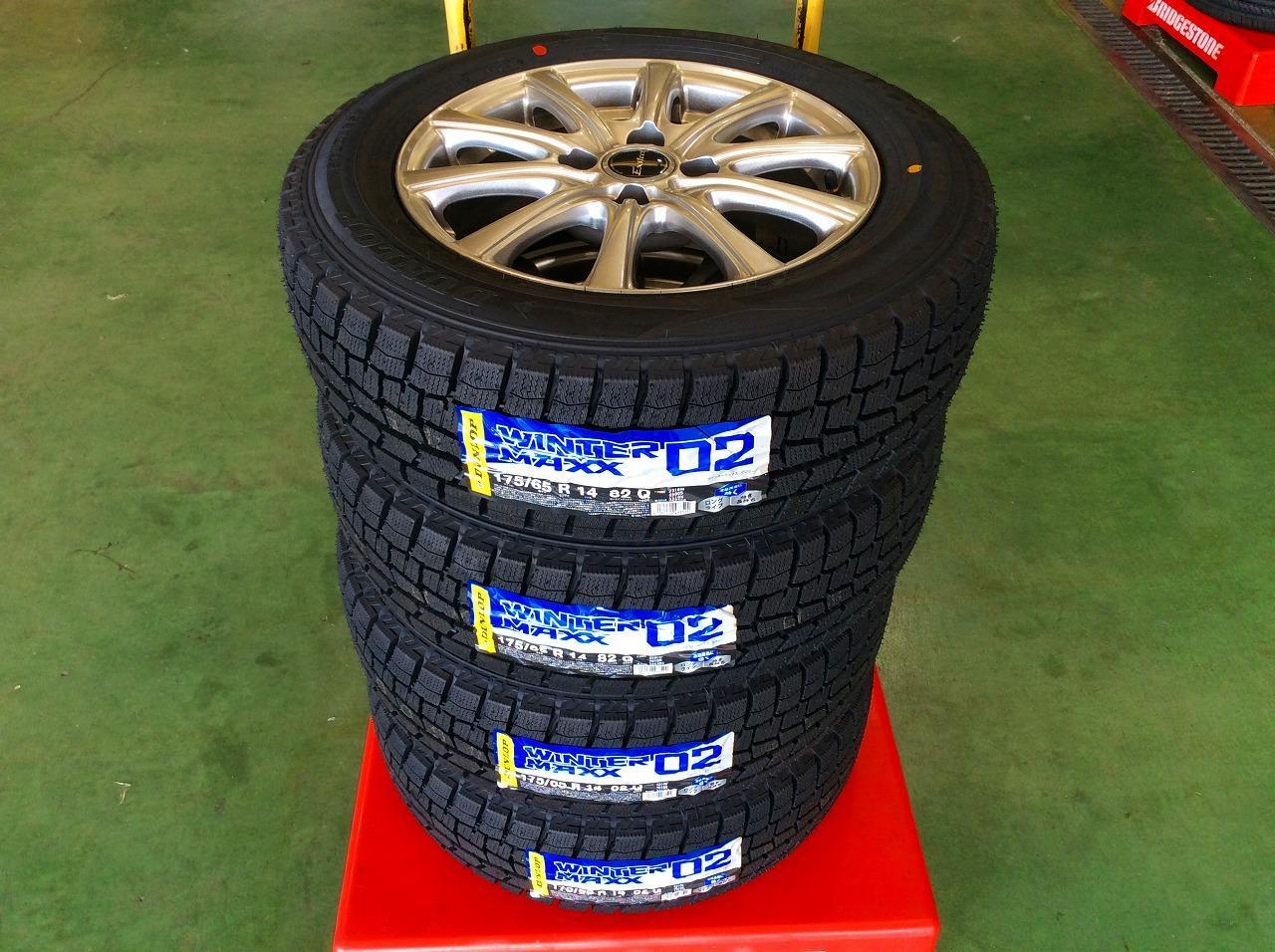 99 HOT STUFF Exsteer + DUNLOP(ダンロップ) WINTERMAXX WM02 175/65R14 4本★タイヤは新品! マーチ/20系 bB/ヴィッツ など ...