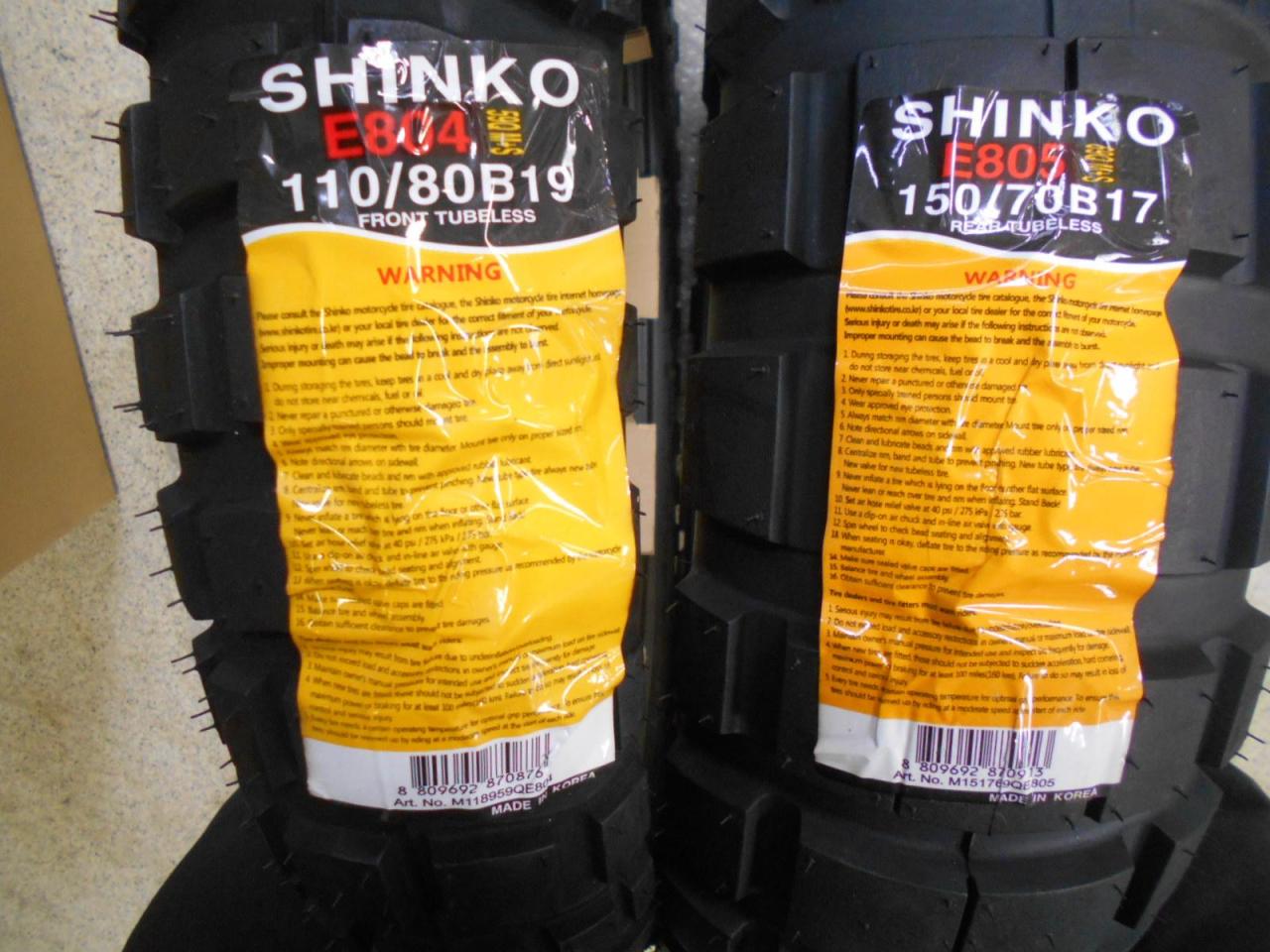 17,490-より値下げしました】SHINKO ADVENTURE TRAIL E-804 + E-805 前後セット | 新古品 | アップ ...