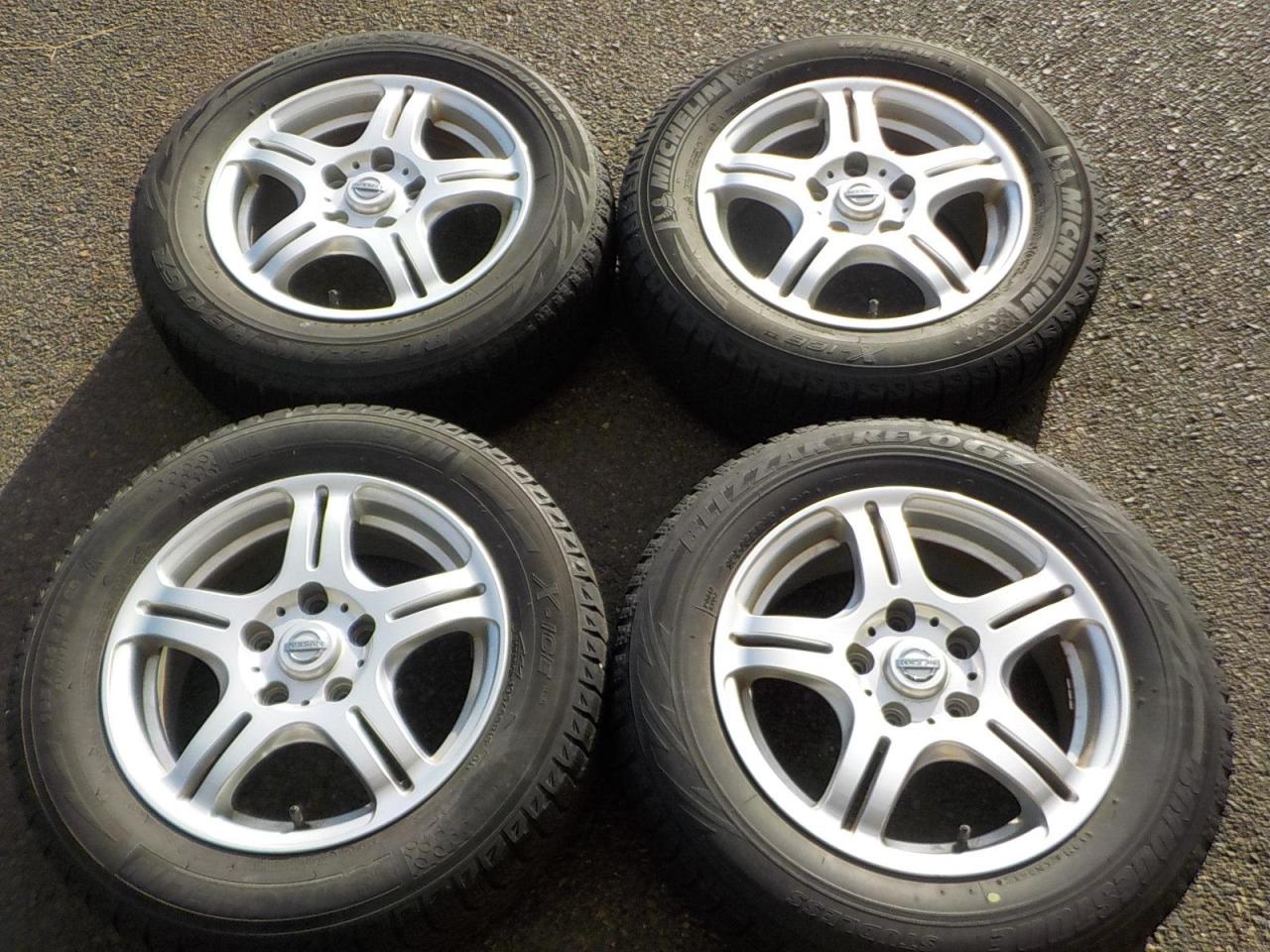 【中古W/現状T】 日産純正 セレナ 純正ホイール + BRIDGESTONE REVO GZx2本 MICHELIN XI2 x2本 ...