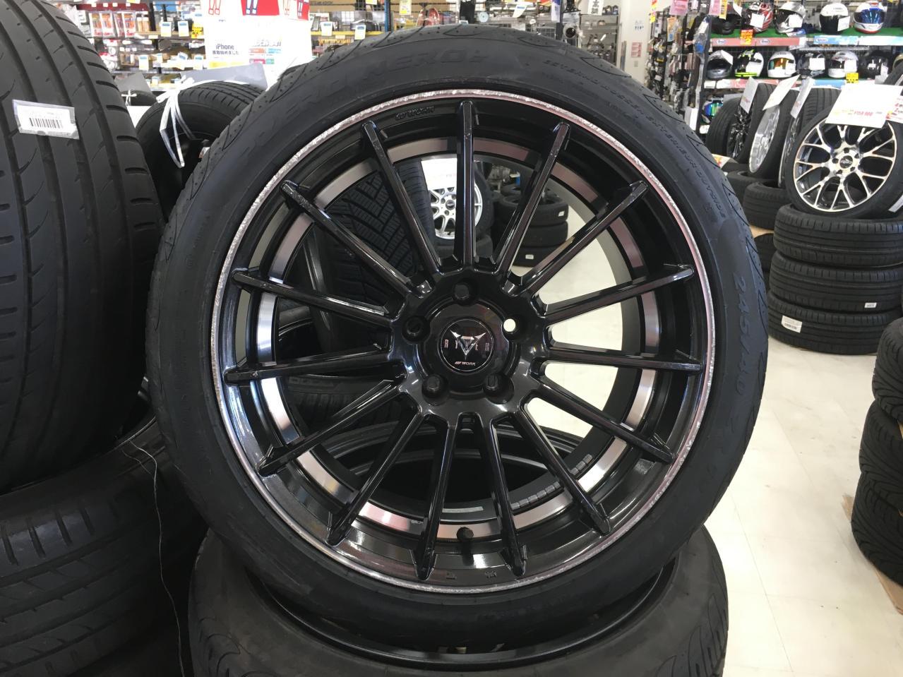 【☆試着無料☆】WORK RYVER F015 + PIRELLI P ZERO NERO | カー用品 タイヤホイールセット 19インチ ...