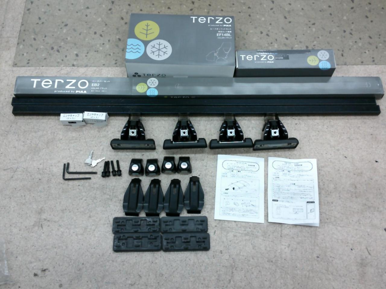 TERZO EF14BL(ルーフオンフットセット) & EH298(取付ホルダー) & EB2(ベースバー/120cm) セット | カー用品 キャリアを通販で購入する | 中古カー＆バイク用 ...