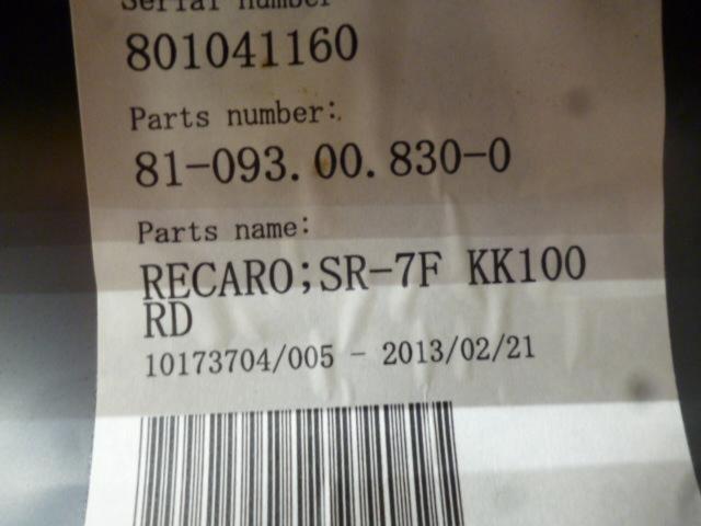 RECARO SR-7F KK100 リクライニングシート | カー用品 シート リクライニングシート(レカロ)を通販で購入する | 中古カー＆バイク用品の販売ならアップガレージ