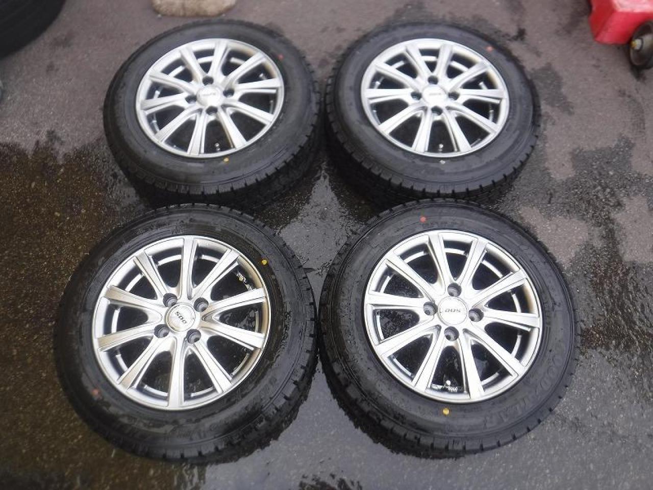 2【BADX(バドックス)】D.O.S.(ディーオーエス) 10本スポーク+【GOODYEAR】ICENAVI7 | カー用品 スタッドレスタイヤホイールセット 14インチスタッドレスタイヤ ...