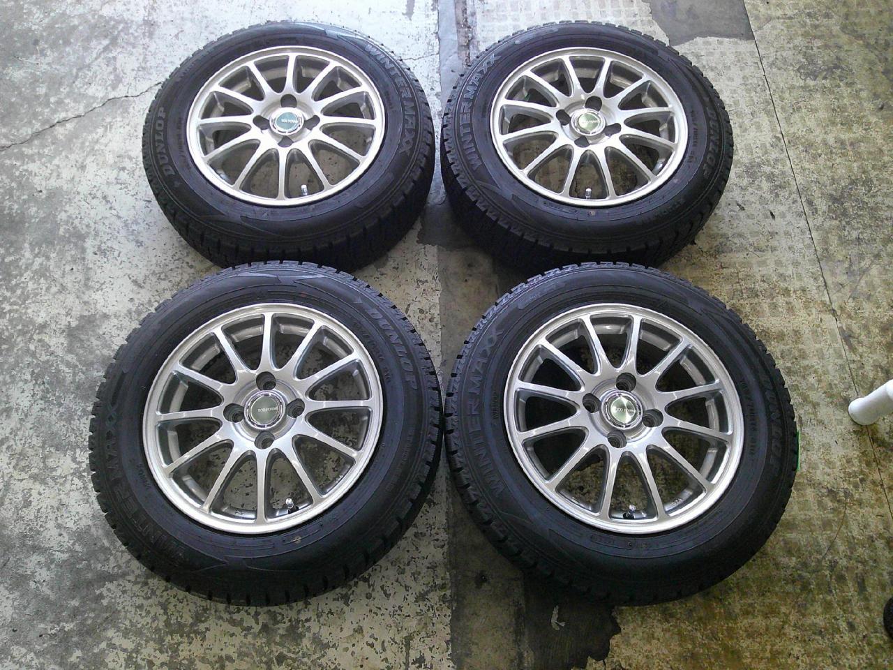 BRIDGESTONE ECO FORME SE-12 + DUNLOP WINTERMAXX WM02 | カー用品 スタッドレスタイヤホイールセット 14インチスタッドレスタイヤホイール ...