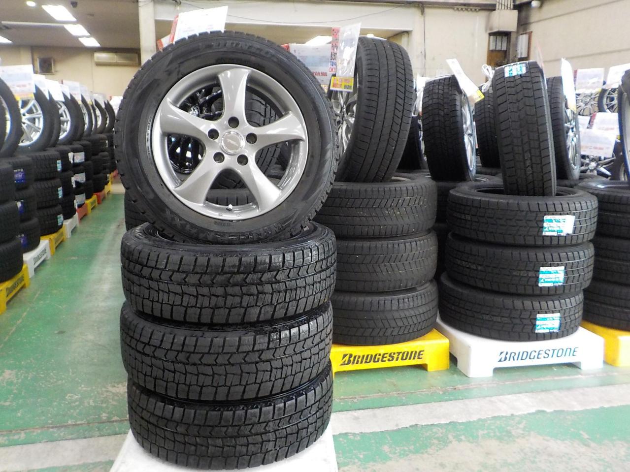 BRIDGESTONE(ブリヂストン) TOPRUN + DUNLOP(ダンロップ) WINTERMAXX WM02 | カー用品 スタッドレスタイヤホイールセット 16インチスタッドレス ...