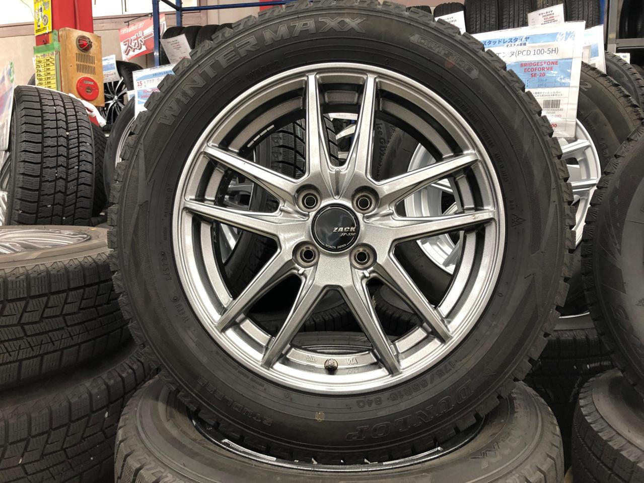 JAPAN SANYO ZACK JP-550 + DUNLOP WINTERMAXX WM02 | カー用品 スタッドレスタイヤホイールセット 15インチスタッドレスタイヤホイールセットを ...