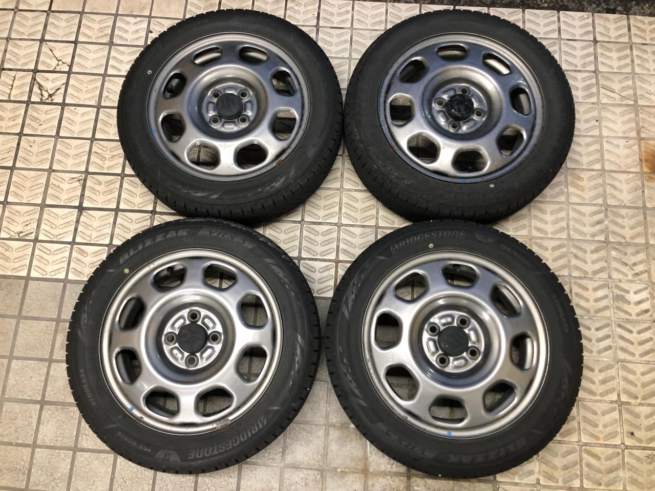 【スズキ純正】 ハスラー純正スチールホイール + 【BRIDGESTONE】 BLIZZAK VRX3 165/60R15 4本セット | カー用品 スタッドレスタイヤホイールセット 15 ...