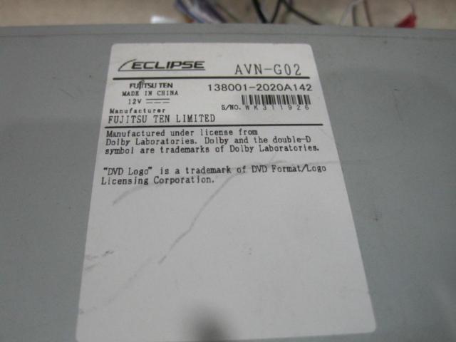 【ECLIPSE】AVN-G02 オーディオとしてどうぞ! | カー用品 カーナビ(地デジ） AV一体メモリーナビ（地デジ）を通販で購入する | 中古カー＆バイク用品の販売ならアップガレージ