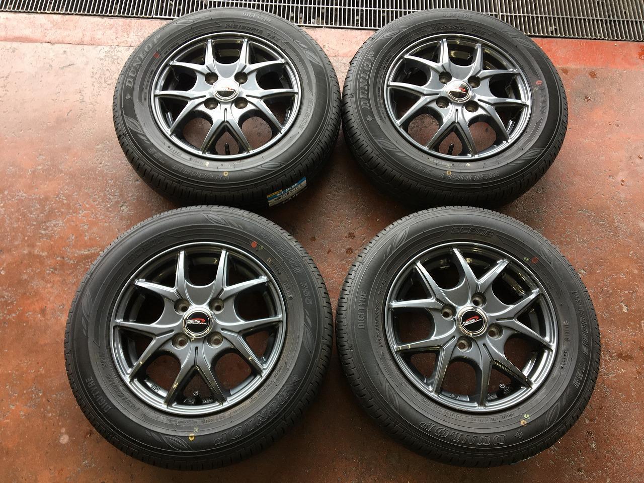 ☆未使用タイヤ付☆ weds(ウェッズ) carifa + DUNLOP(ダンロップ) ENASAVE EC202L 145/80-13 4本 ...