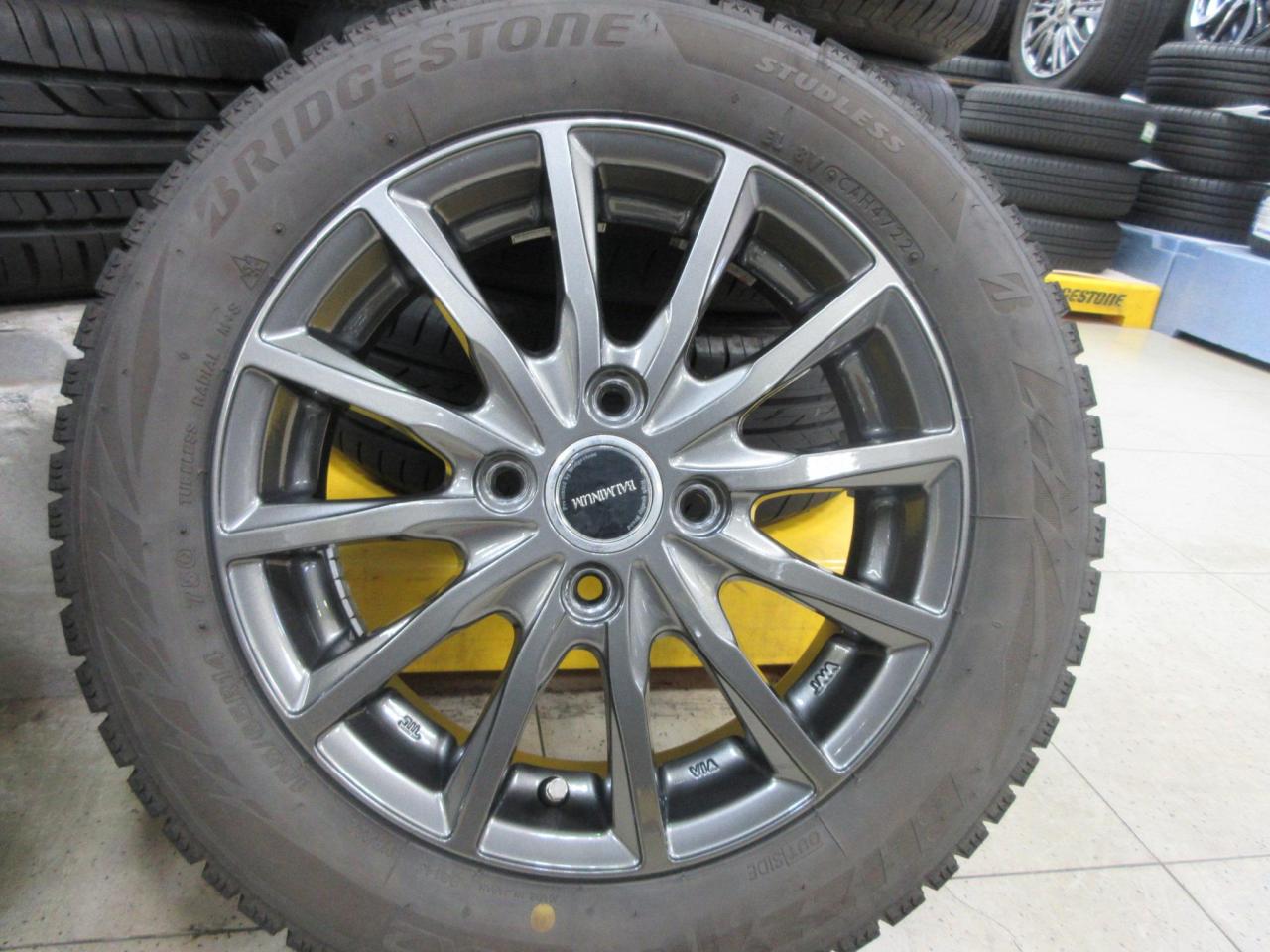 BRIDGESTONE BALMINUM AR12 + BRIDGESTONE BLIZZAK VRX2 | カー用品 スタッドレスタイヤホイールセット 14インチスタッドレスタイヤホイール ...