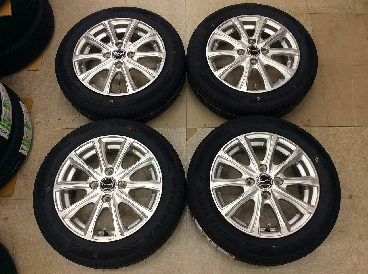 HOT STUFF Exceeder E02 + MINERVA(ミネルバ)209 155/65R14 ★タイヤは新品! | カー用品 タイヤホイールセット 14インチタイヤホイールセットを ...