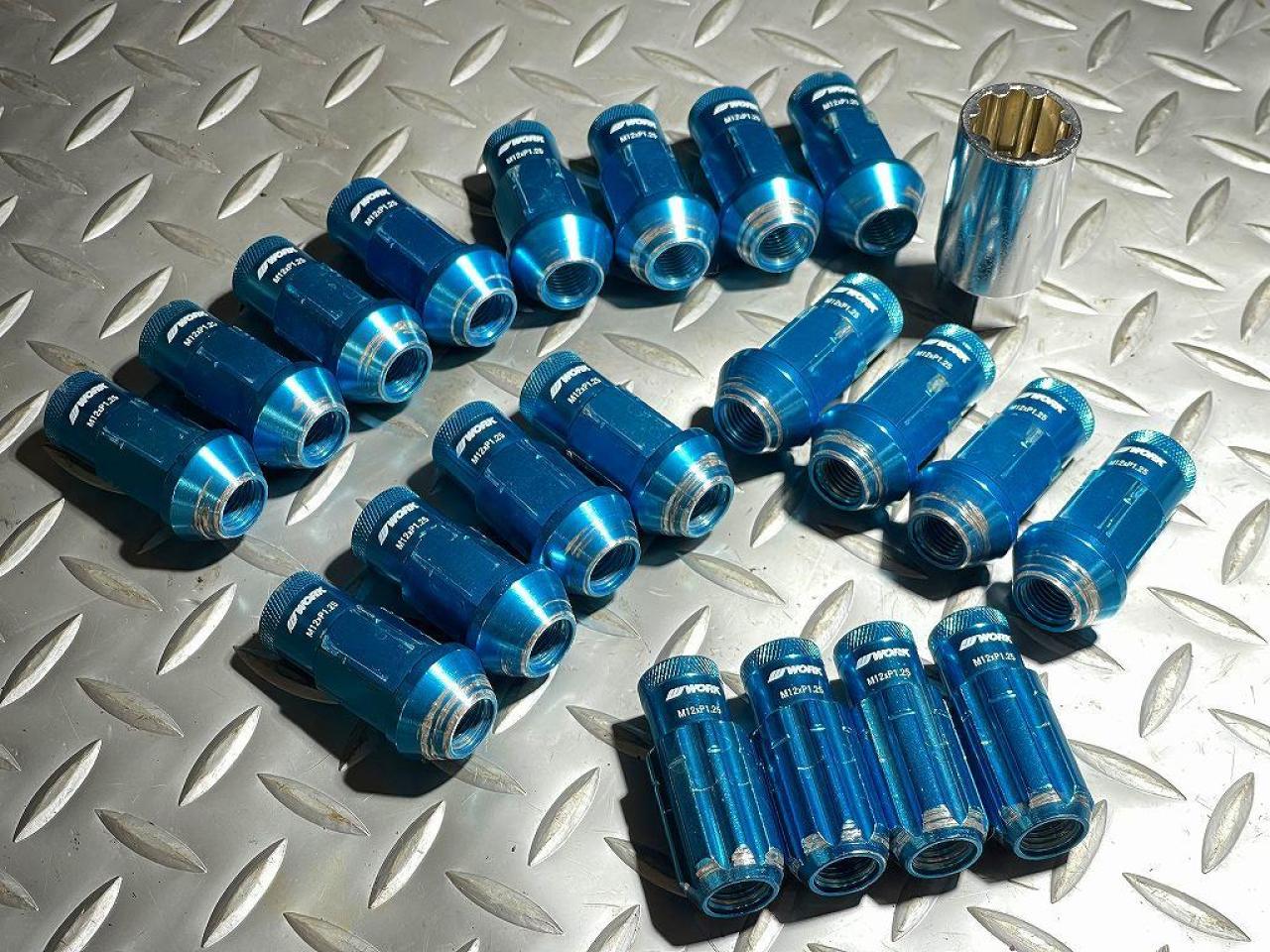 【WORK】EMOTION RACINGNUT M12×P1.25 20個セット ブルー 日産・スズキ・スバル車向け | やや傷や汚れあり ...