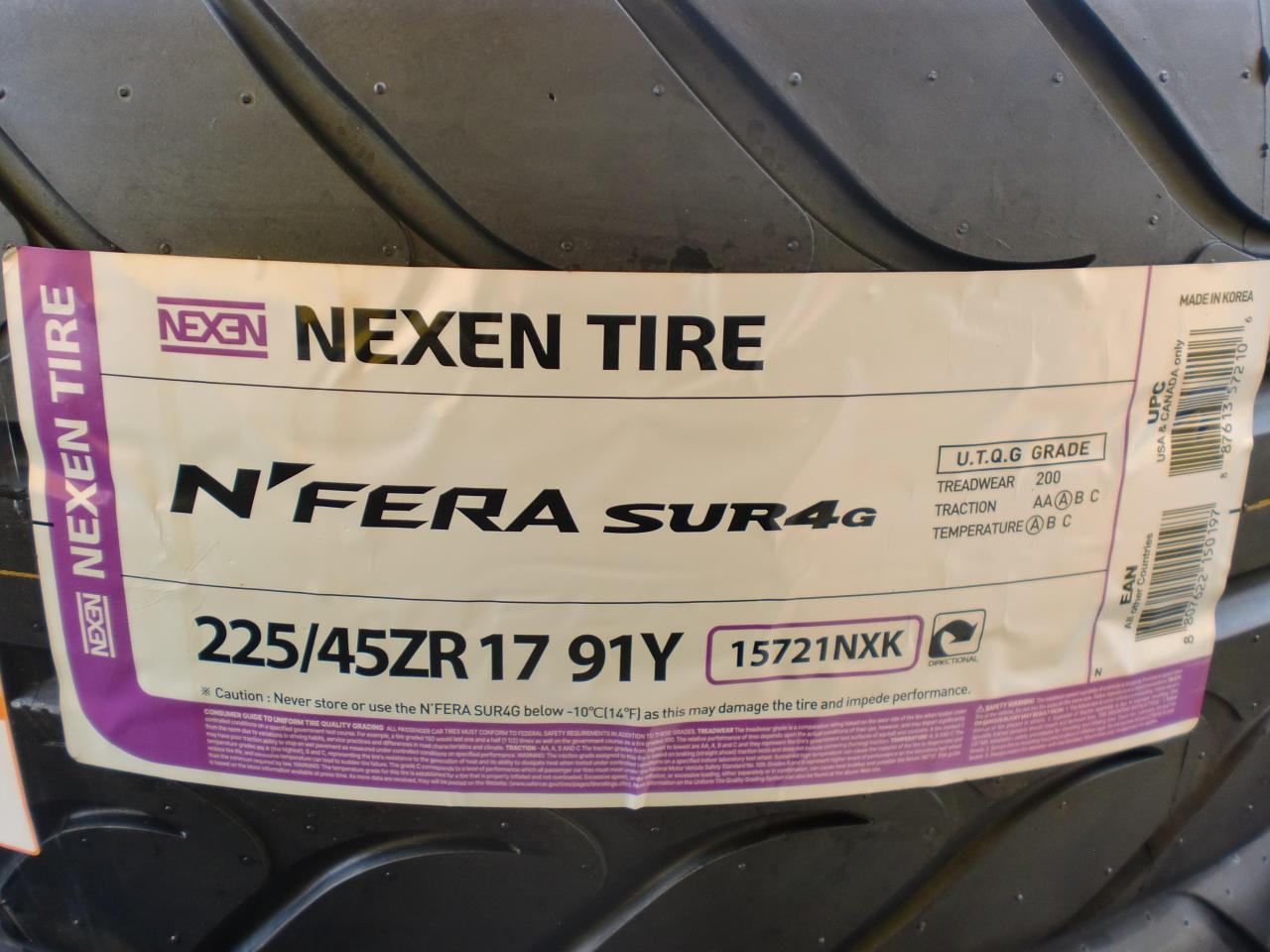 NEXEN NFERA SUR4G 225/45R17 91Y 4本セット | カー用品 タイヤ 17インチタイヤを通販で購入する | 中古カー＆バイク用品の販売ならアップガレージ