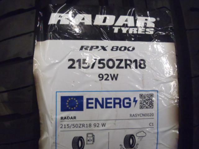 RADAR RPX800 215/50R18 92W 新品タイヤ4本 | 新古品 | アップガレージ 川越インター店 | カー用品 タイヤ ...